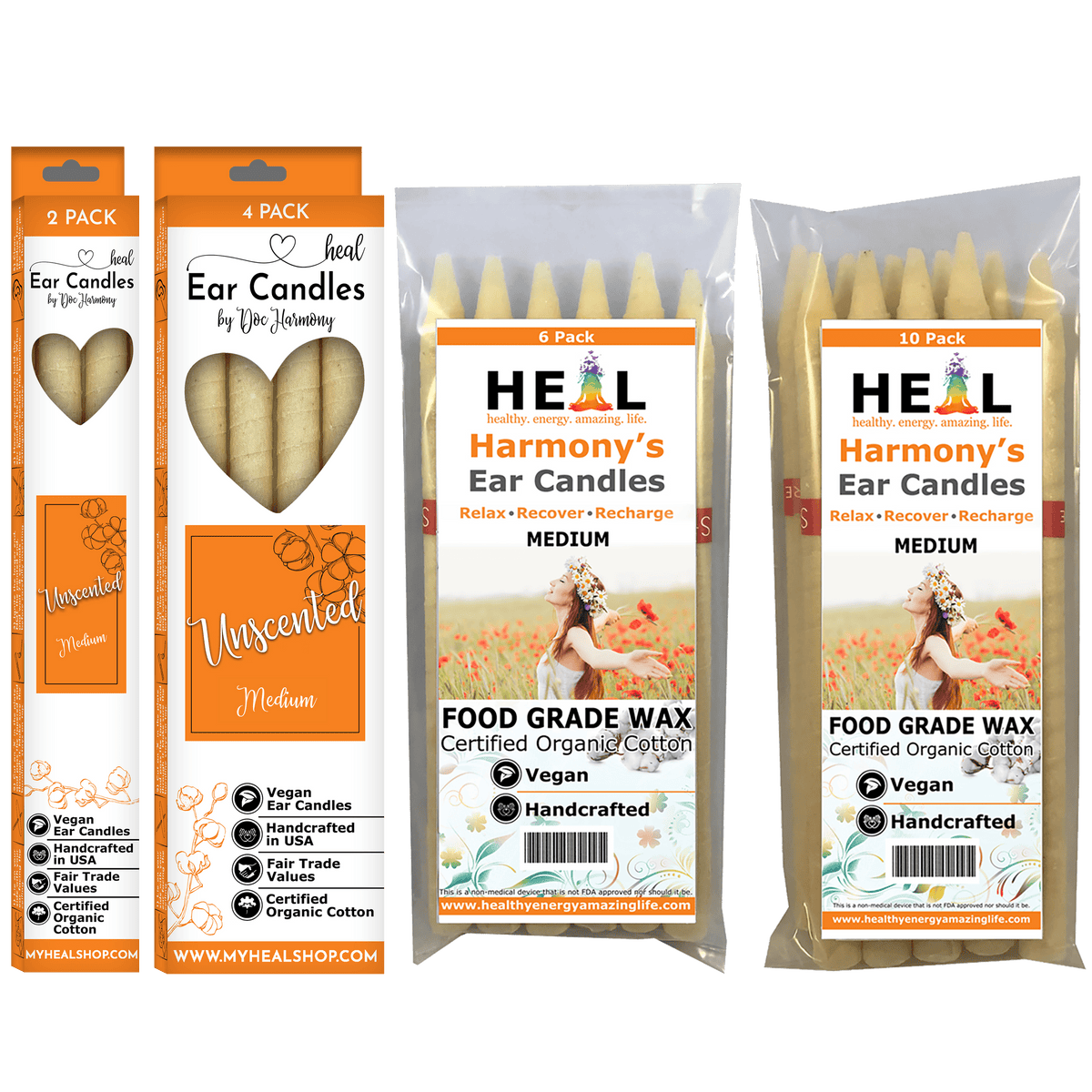 Harmony’s Medium Organic Ear Candles – Handcrafted– HEAL